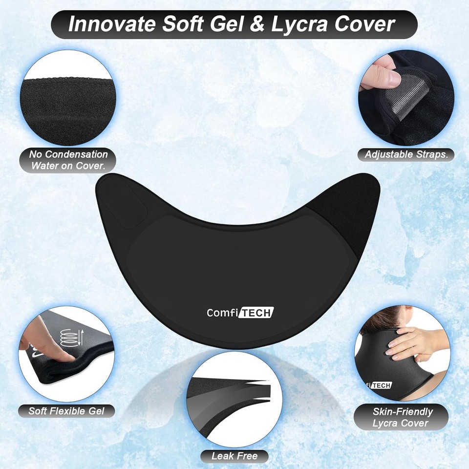 ComfiTECH Neck Ice Pack Wrap Gel, Cooling Pad for Cervical and Medium ...
