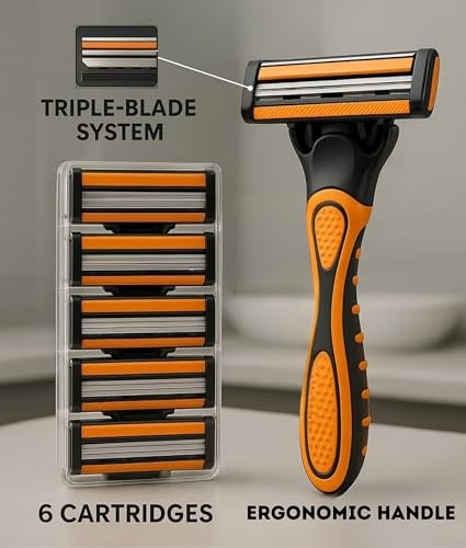 Triple Blade Razor for Men – Lubricating Strip Shaving System with Anti ...