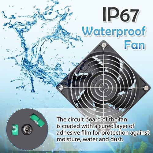 120mm x 38mm 12V DC Waterproof IP67 Fan High CFM Dual Ball Bearing 2Pin ...