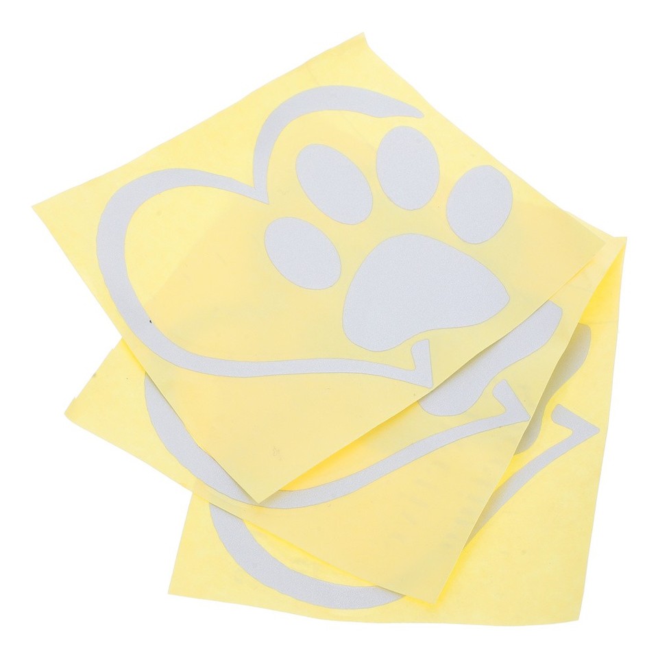 3 Pcs Self Adhesive Dog Paw Stickers Print Decals Car Decors Reflective ...