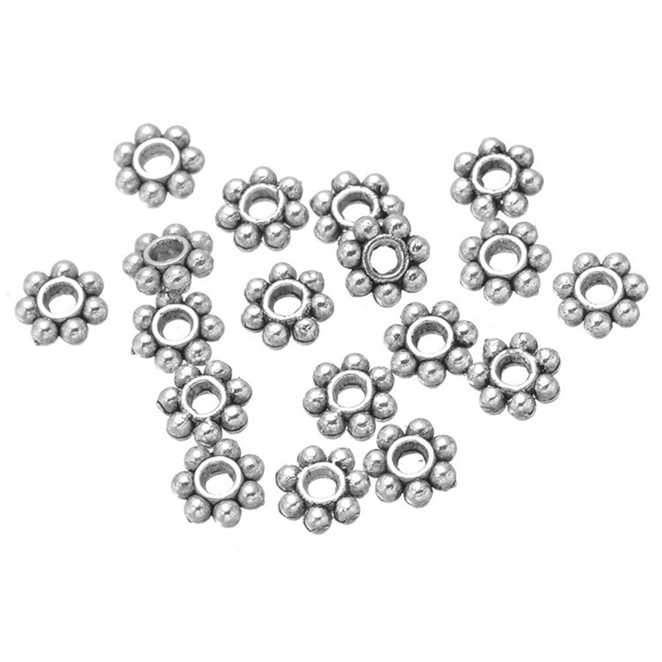 200 Pcs Metal Disc Bead Flower Spacer Silver Spacers for Jewelry Making ...