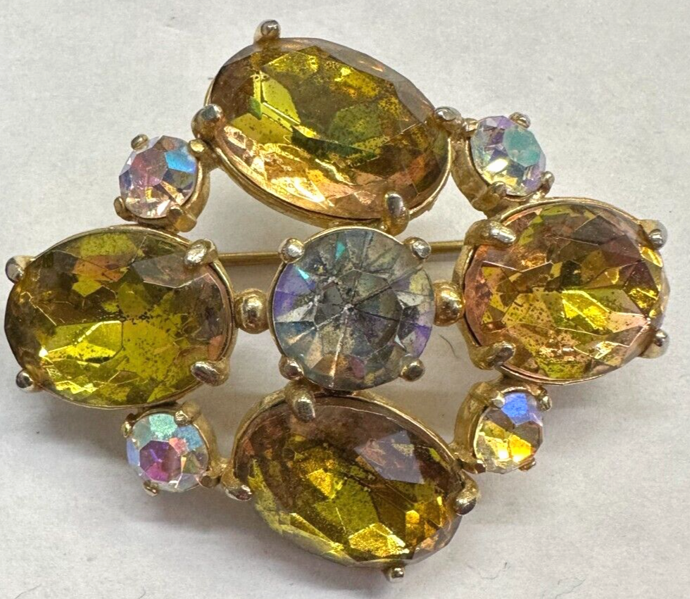 Yellow Rhinestone Brooch Yellow Rhinestone Brooch Etsy