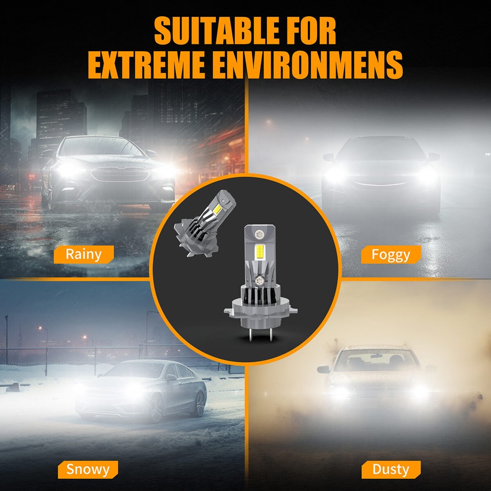4X H7 LED Lights Bulb Kit Hi-Low Beam Super Bright 8000K White Bright ...