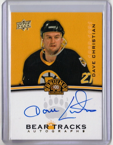 DAVE CHRISTIAN 23/24 Boston Bruins Centennial Bear Tracks Autograph ...