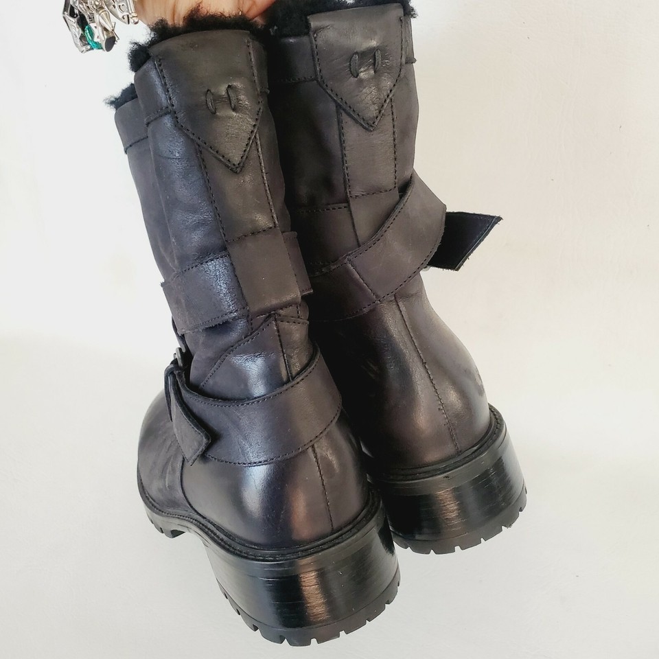 Ross & Snow Moto Genuine Shearling Lined Boot Made in Italy 10 | eBay