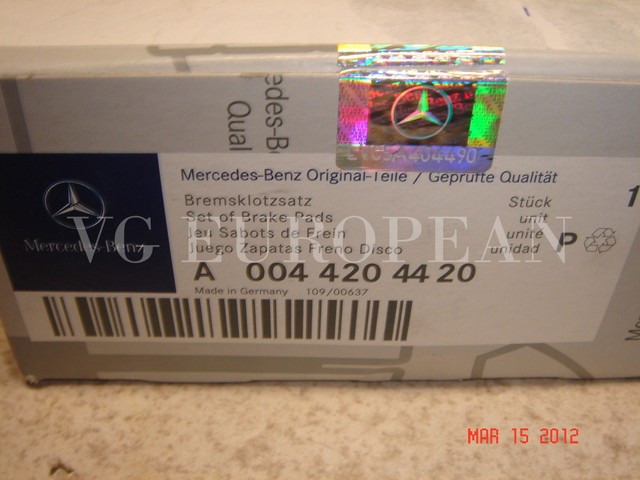 MERCEDES BENZ Rear Brake Pad S430 S500 S Class W220 0044204420 Sensor ...