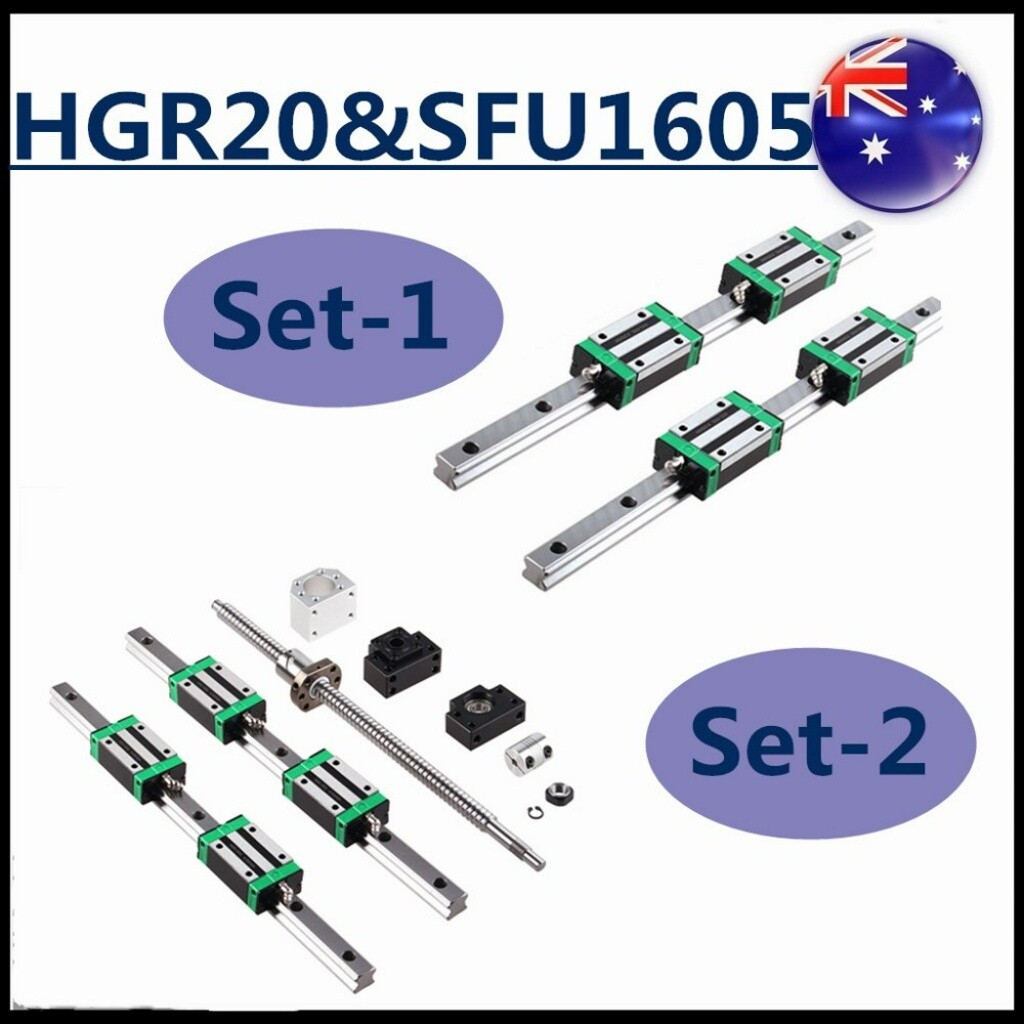 Linear Guide Rail HGR20 2PCS 200mm~1700mm&SFU1605 BallScrew BK/BF12 Set ...