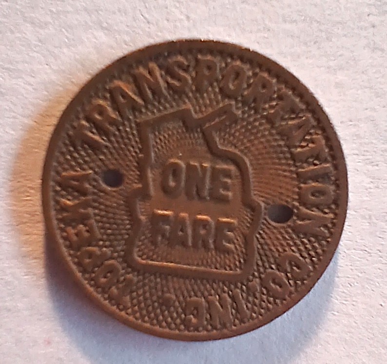 1950 Handy McToken Bus Fare token Topeka Transportation Co. Inc. Topeka ...