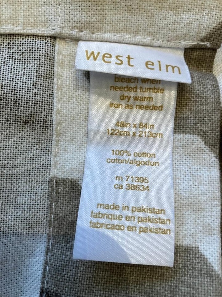 PAIR West Elm Bazaar Curtain Panels Flax Geometric Rod Pocket/Hidden ...