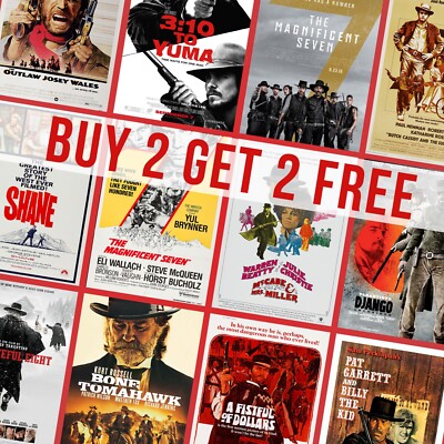 All Time Greatest Western Movie Posters Cowboy Film Cinema Wall Art ...