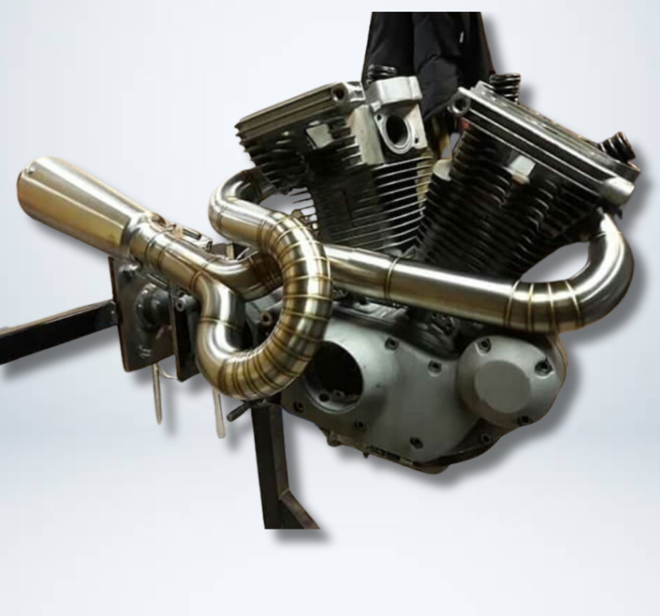 Custom 2-into-1 Blue Exhaust for Harley Sportster XL 883/1200/48 1996 ...