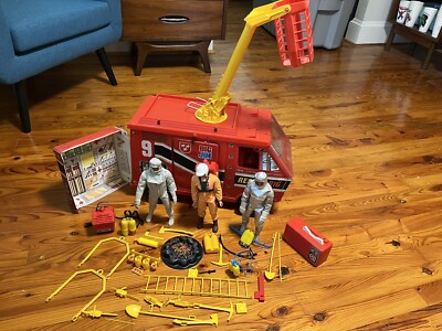 3 Big Jim Mattel Jeff Fire Fighter Rescue Rig Emergency Hazmat Suit ...