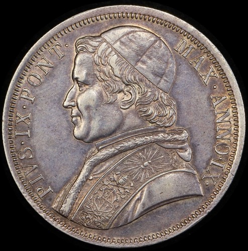 Vatican - 1854-R Pius IX Scudo - ANNO IX - PCGS AU Details - BEAUTIFUL ...