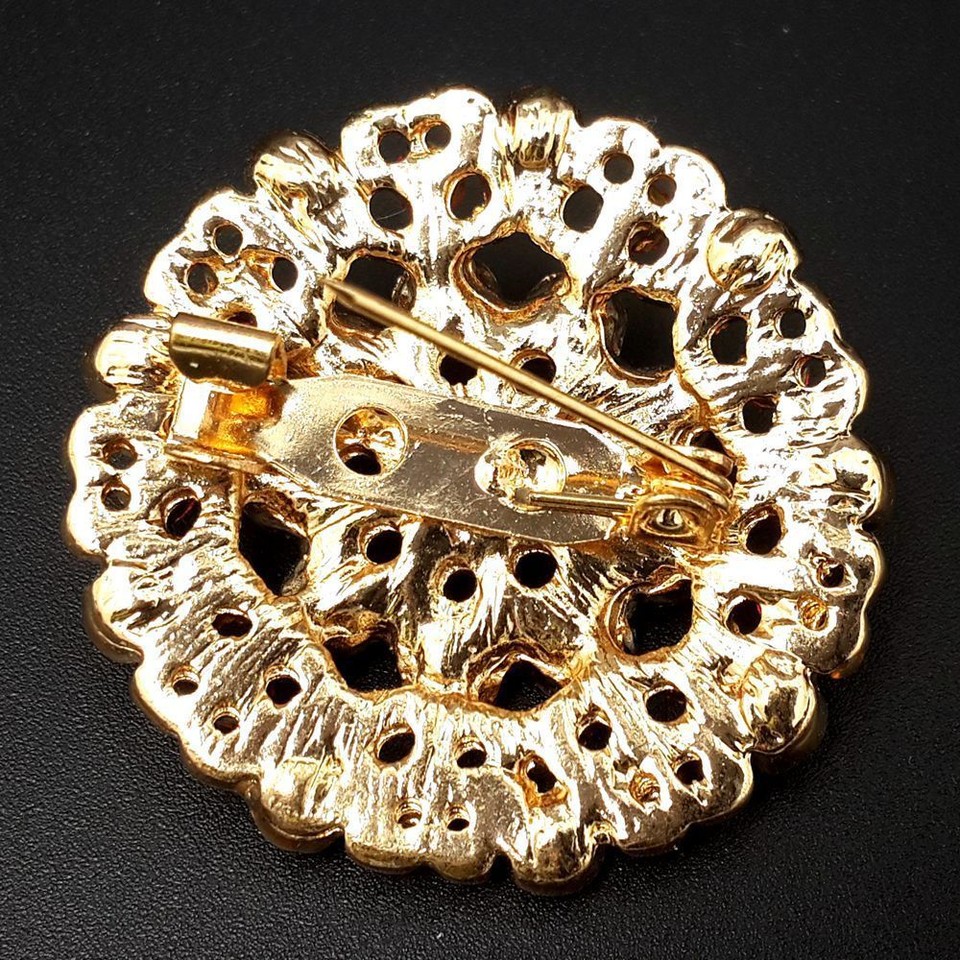 Lot 24 pc Mixed Vintage Style Golden Rhinestone Crystal Brooch Pin DIY ...