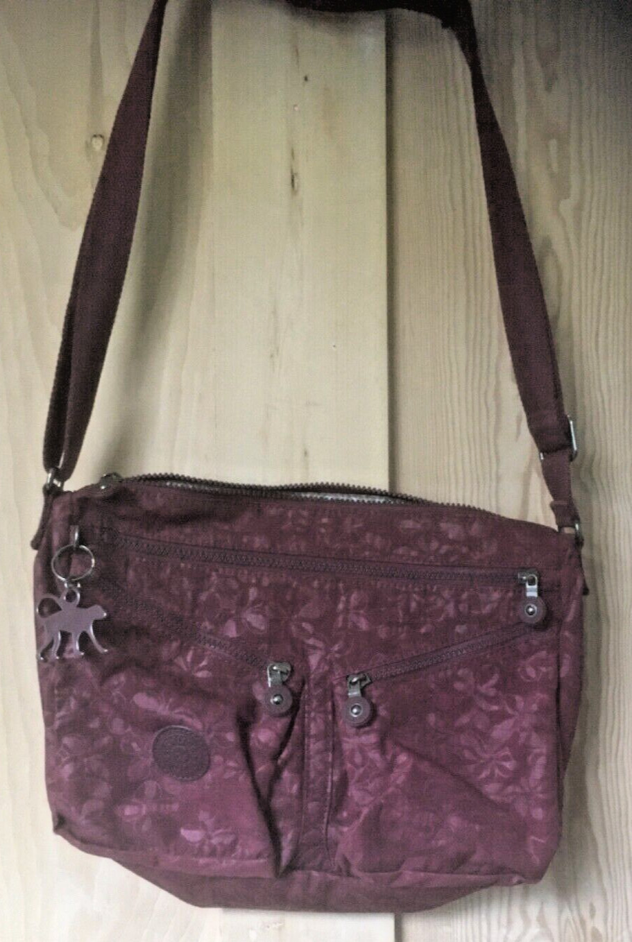 Vintage Kipling Burgundy Self-Pattern Crossbody Bag -… - Gem
