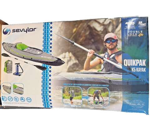 Sevylor QUICKPAK K5 1 Person Inflatable Kayak with Backpack, Hand Pump ...