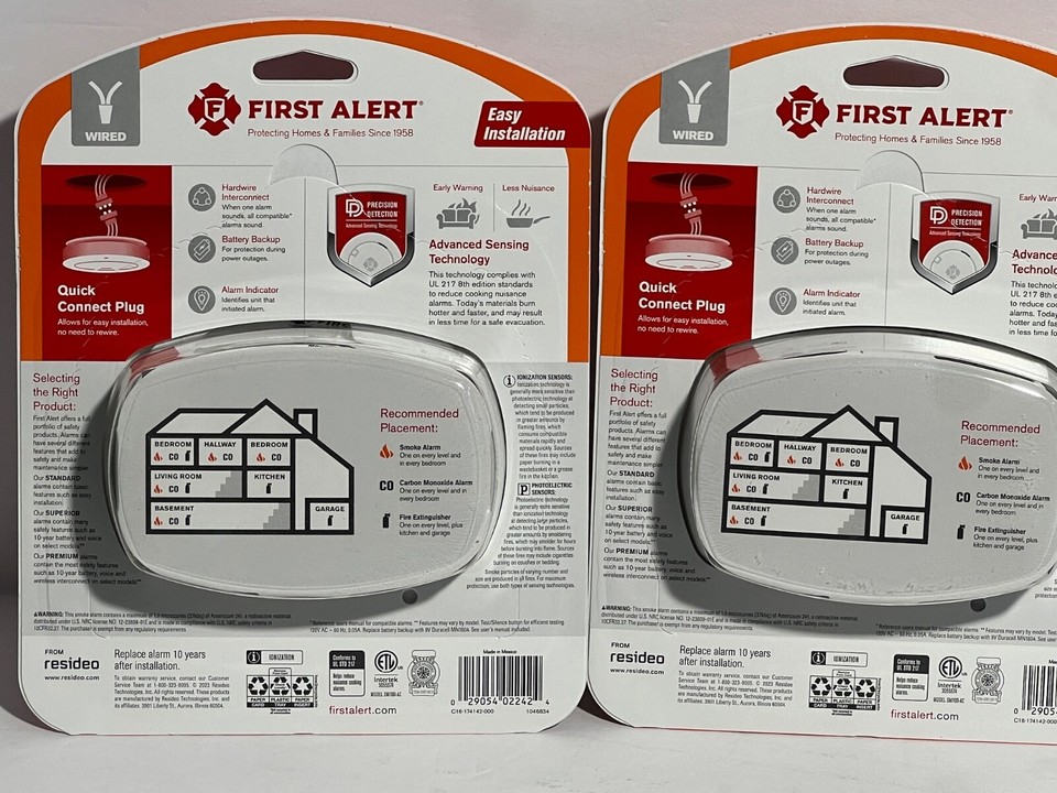 First Alert 9120B Smoke Detector & Alarm, AC Powered Battery Backup 2 ...