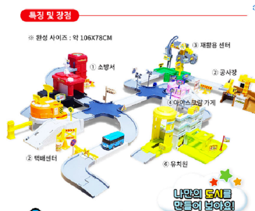 TAYO Little Bus City Play set 6 in 1 Role Play Kids Toy & Die-cast Mini ...