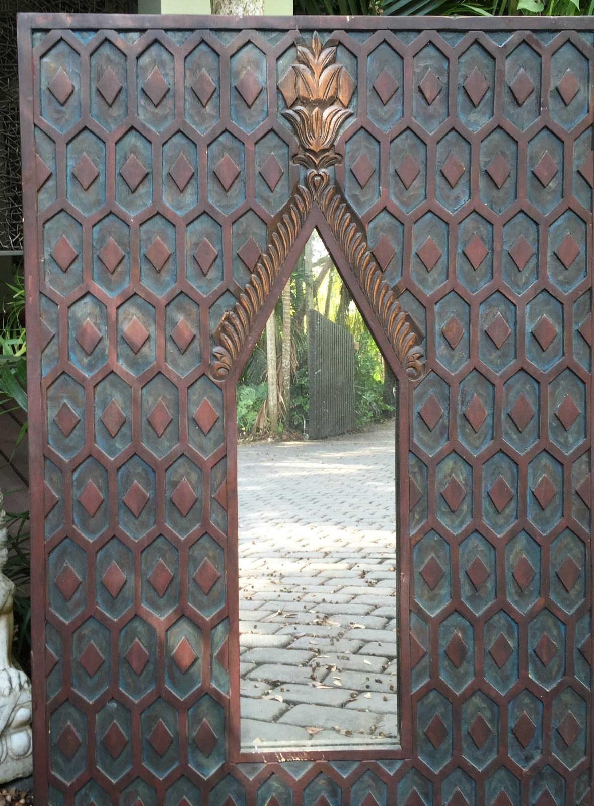 Sumatran Handcrafted Wood Wall Mirror 30" x 45" Indonesia Cathedral | eBay