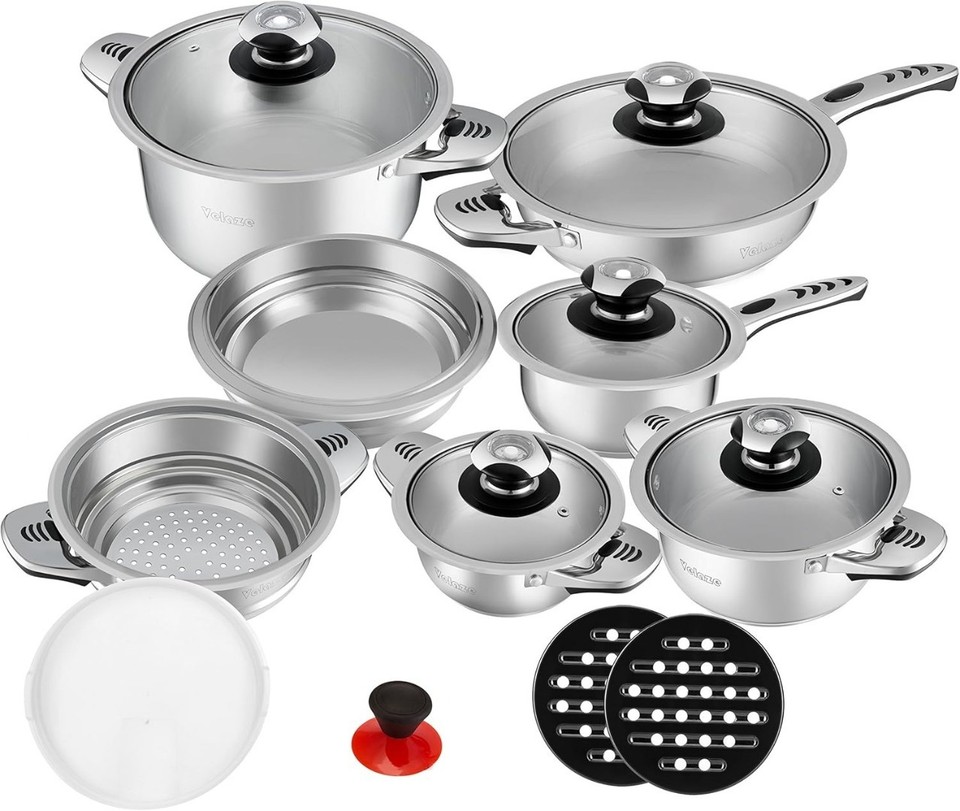 Cookware Set 16PCS Pots & Pans Stainless Steel Induction AUCTION NEW ...