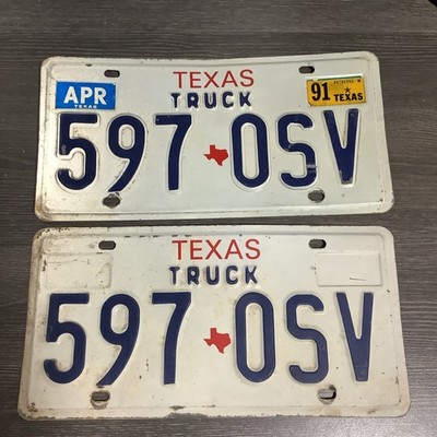 Vintage Texas Truck License Plate Pair TEXAS Red and Blue 80’s 90’s | eBay