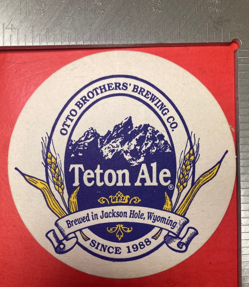 TETON ALE.MAP OF BREWERY. JACKSON HOLE,WY.4 INCH ROUND BEER COASTER ...
