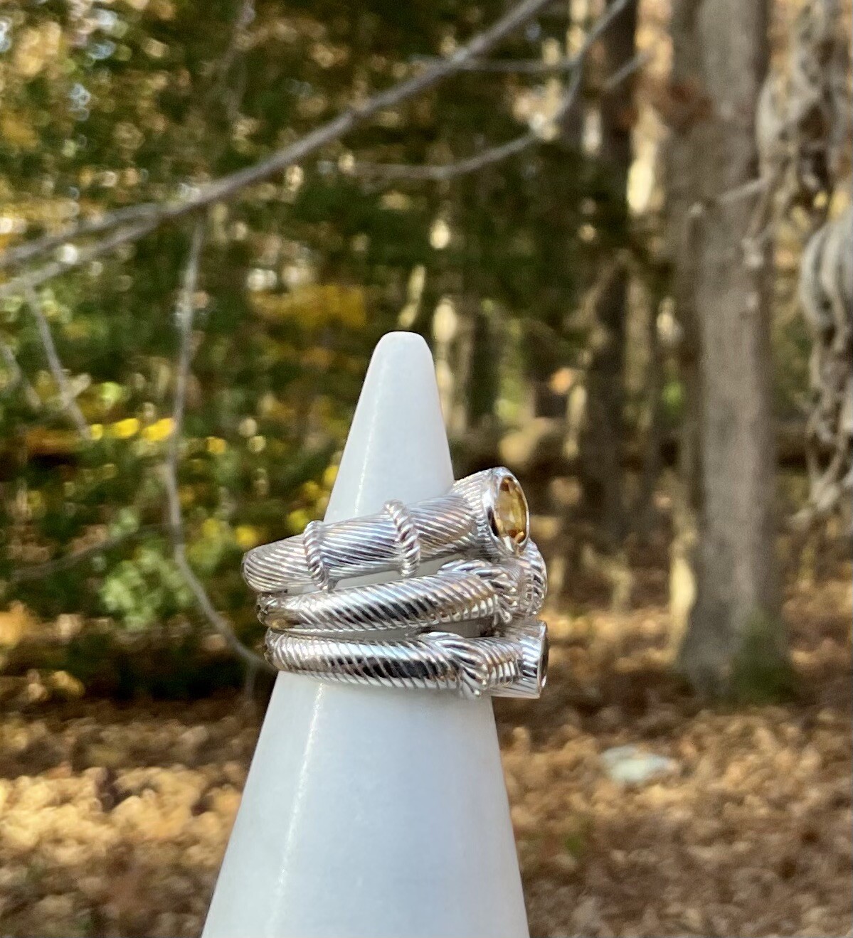 Judith Ripka Sterling Set 3 Estate Inspired Stack Citrine Iolite Cz ...