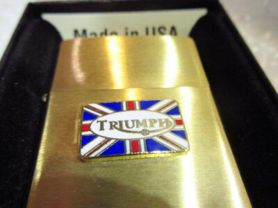 Zippo Oil Lighter Triumph & Union Jack Logo Gold Brass Regular Case JP ...