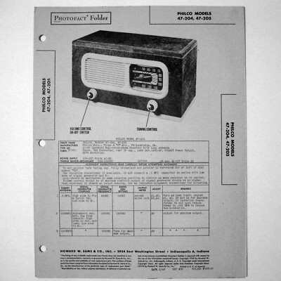 Philco Models 47-204 47-205 Table Top Radio - SAMS Photofact ™ 1948 ...