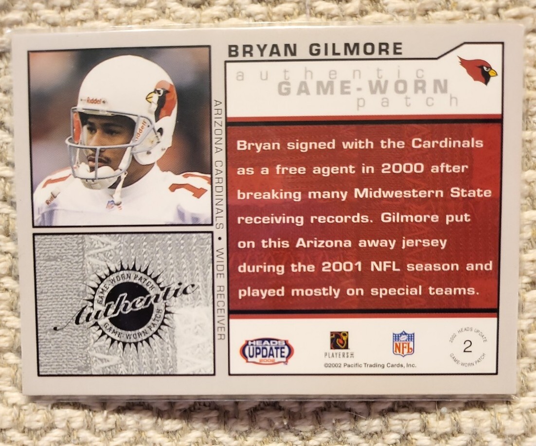 2002 Pacific Heads Update - Game-Worn Patch #2 Bryan Gilmore /250 (MEM ...