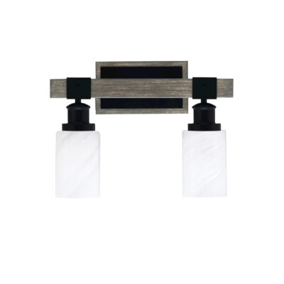 Toltec Tacoma 2Lt Bath Bar, Matte Black, 4" White Marble Glass - 1842 ...