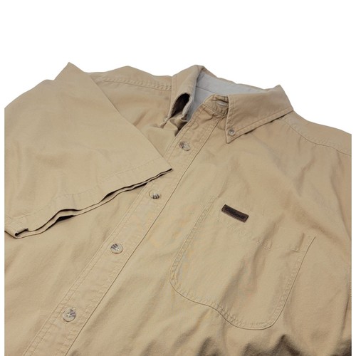 Carhartt Button Down Short Sleeve Tan Work Shirt Size Large | eBay