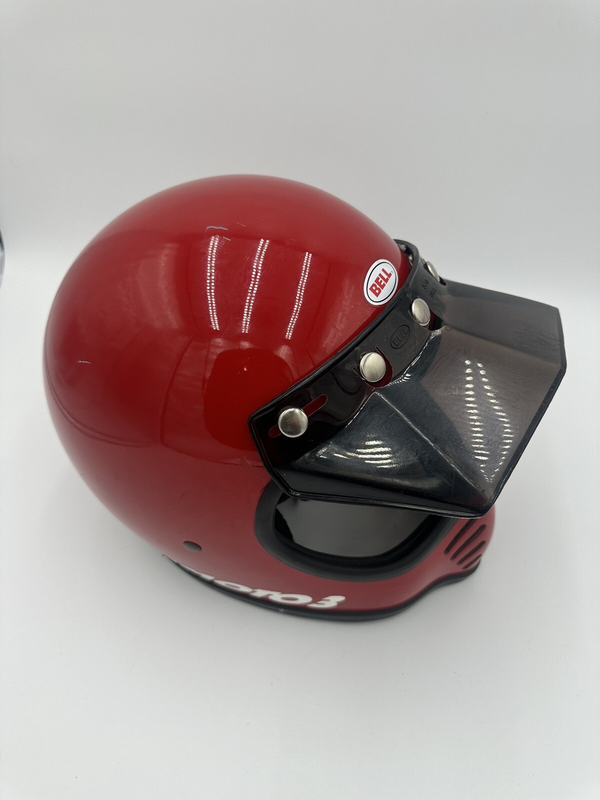 Vintage 1980 BELL MOTO STAR 3 Motorcycle Helmet 7 1/4 Red W/ Visor ...