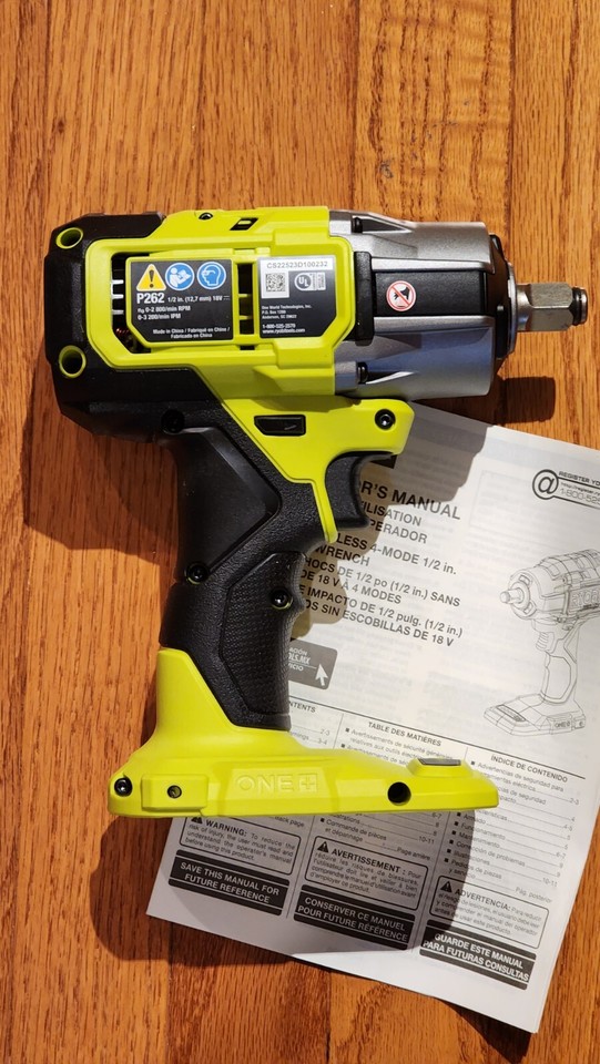 Ryobi P262 ONE+ HP 18V 1/2 in. 4-Mode Brushless Li-Ion Impact Wrench ...