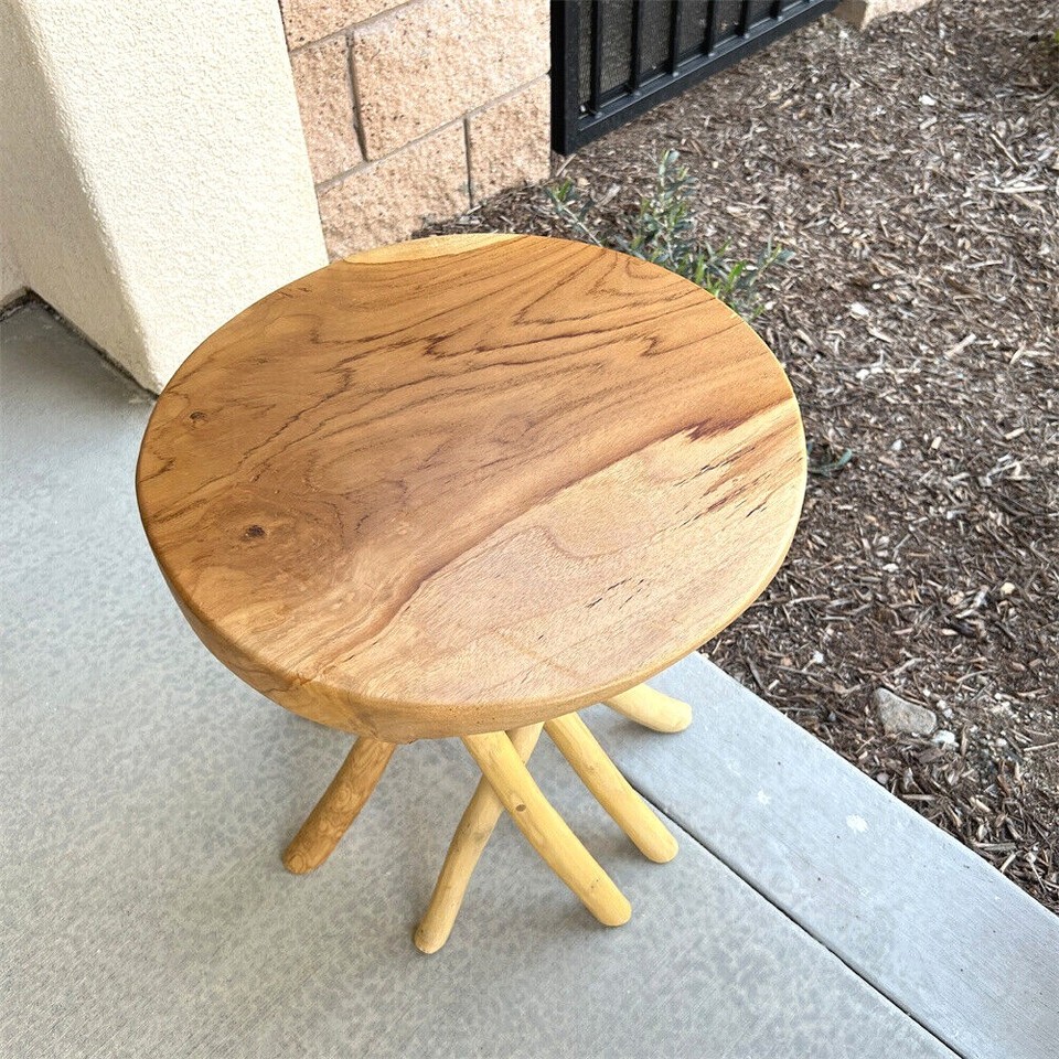 Teak Wood Branch End Table Rustic Side Table Small Accent Table Plant ...