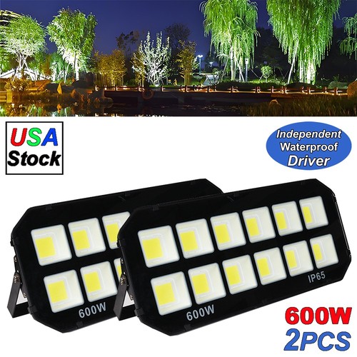 2 Pack LED Flood Light 600W High Quality Yard Garden Outdoor Lighting ...