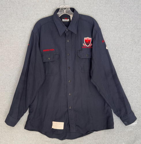Bulwark FR Button Up Safety Inspection Work Shirt Mens XL Blue w ...