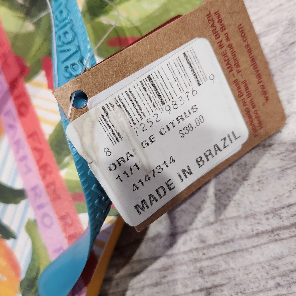 HAVAIANAS X FARM RIO ORANGE CITRUS FLIP FLOPS MULTI COLOR SIZE 11/12 ...