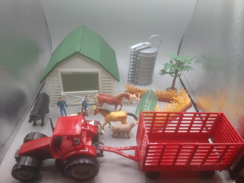 Popak New Ray Country Life Farm Playset w Barn House, Animals Train ...