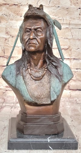 Native American Indian Warrior Chief Bronze Bust Sculpture Statue Figurine Art | eBay