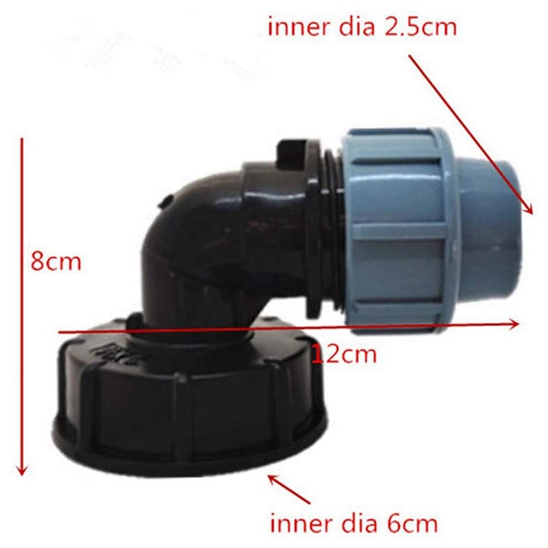 2X IBC Ton Water Tank Connector 25mm Elbow Outlet Adapter Barrels ...
