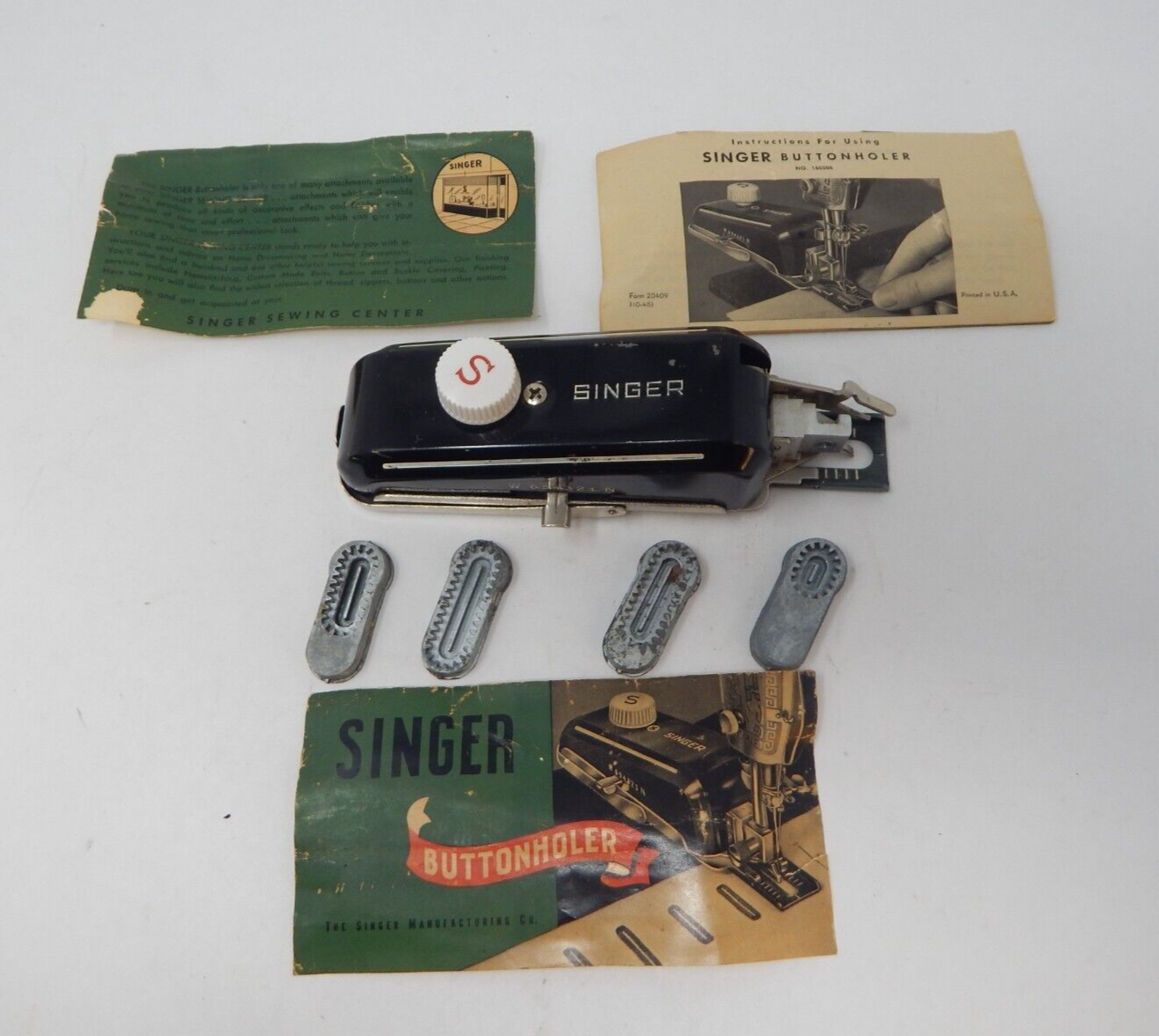 Vintage Singer Buttonholer W654321N Featherweight 160506 Kit in Case | eBay