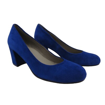 EILEEN FISHER Women's Indigo Blue Suede Pumps Heels Rounded Toe Size 6 ...