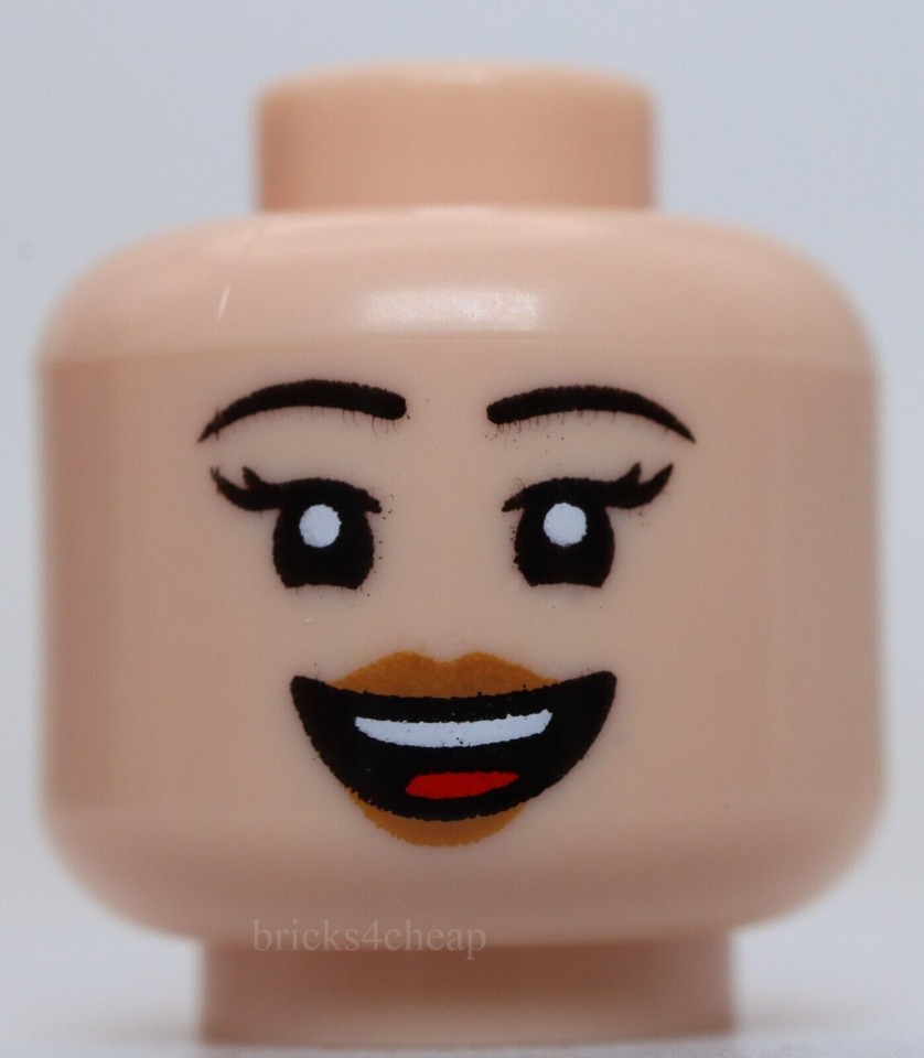 Lego Head Female Thin Black Eyebrows Long Eyelashes Medium Nougat Lips ...