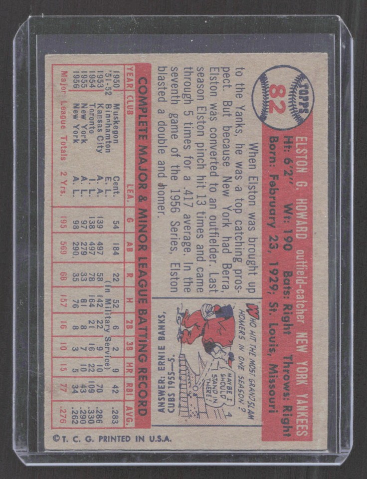 1957 Topps Elston Howard #82 New York Yankees | eBay