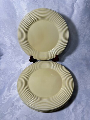 Fapor Portugal FOP3 Set Of 4 Embossed Ring Pastel Yellow Dinner Plates ...