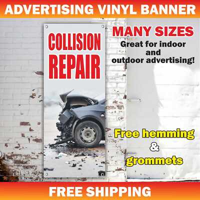 COLLISION REPAIR Advertising Banner Vinyl Mesh Sign AUTOMOTIVE service ...