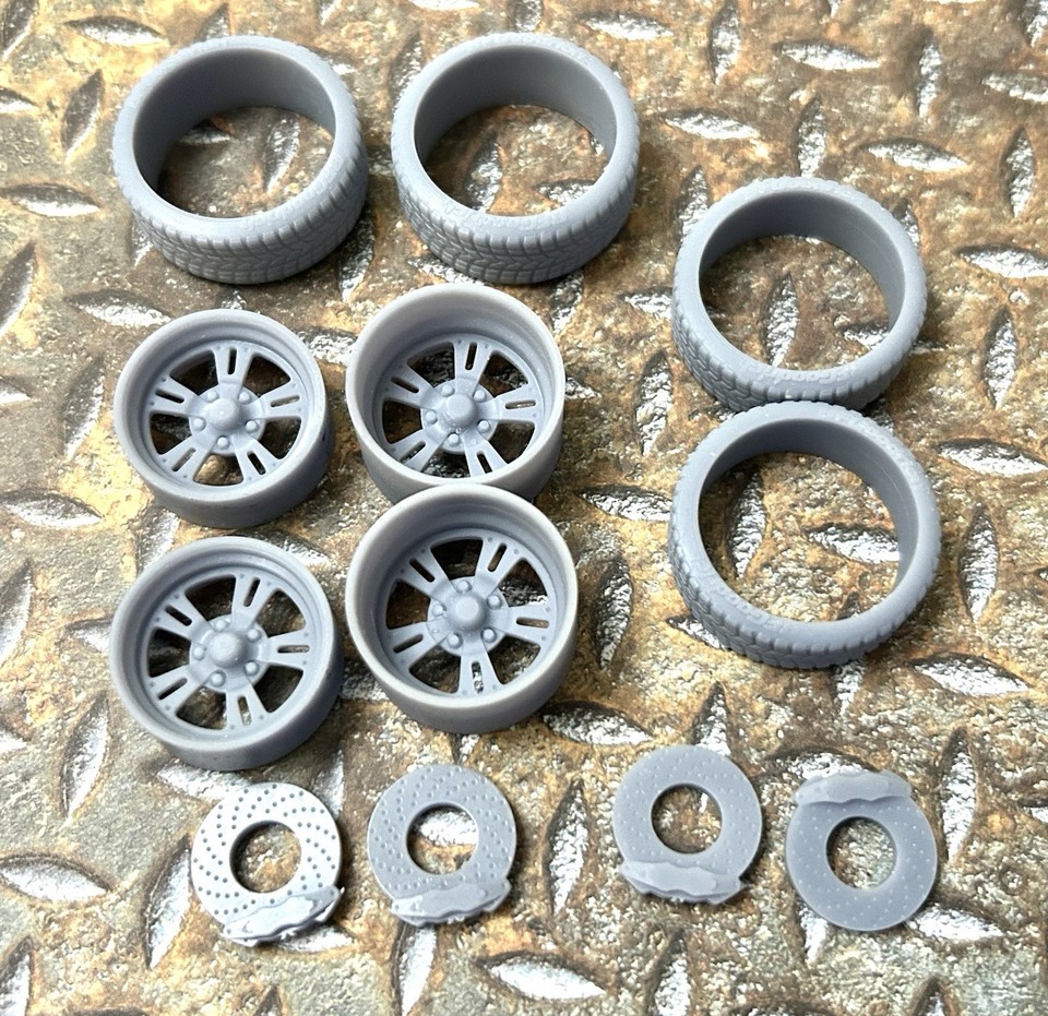 1/24 Scale: 21/20 Inch “Amer Racing VF480” Wheels With Wide Rear Street ...