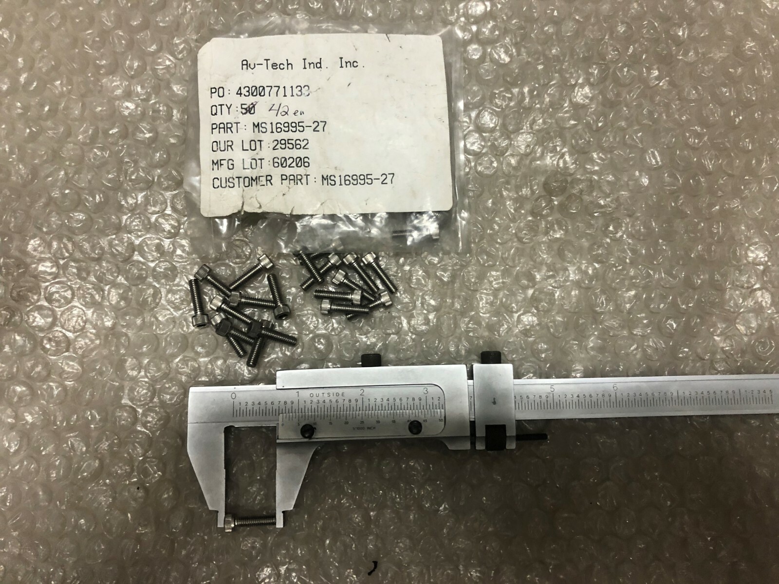 AV-TECH IND.INC Socket Head Cap Screw S,STEEL P/N MS16995-27 (42ea) | eBay