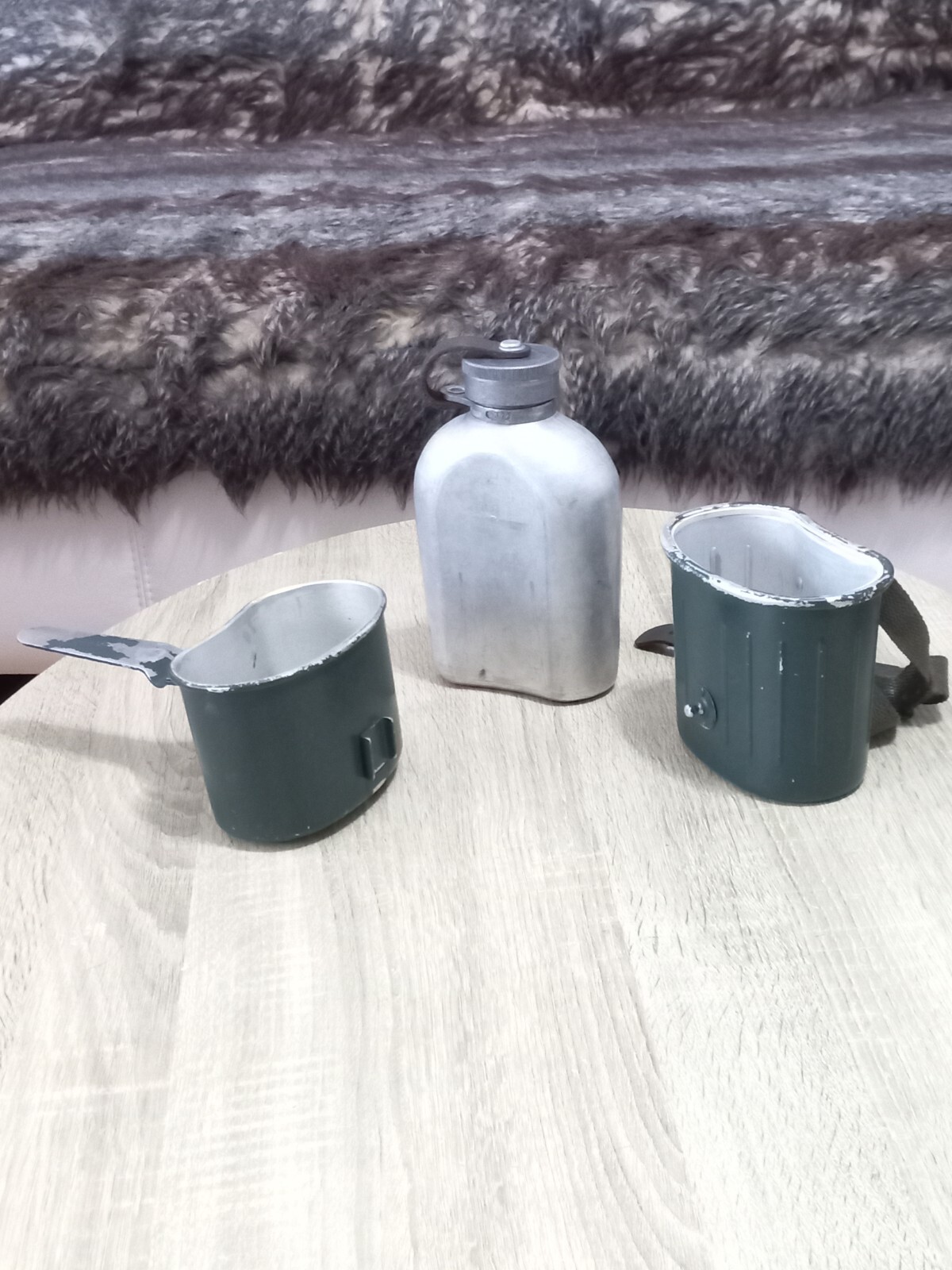 Vintage German Army Field Flask CUP Mess Kit Utensils Fork Spoon Can ...